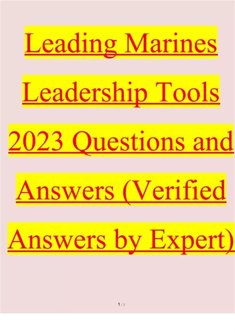 Leading Marines Leadership Tools Questions And Answers 20222023