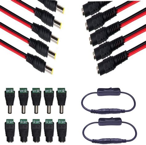 RUNCCI YUN 5 Pair 5 5mm X 2 1mm DC Power Pigtail Cable 5 Pair 5 5mm X 2
