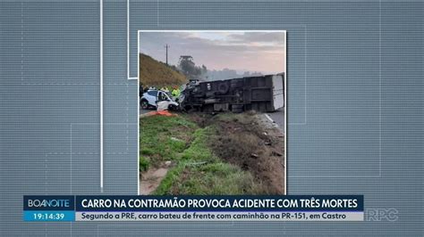 Três Pessoas Morrem Após Carro Bater De Frente Com Caminhão Em Rodovia