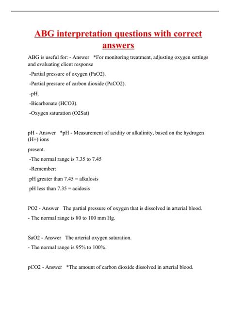 Abg Interpretation Questions With Correct Answers Abg Stuvia Uk
