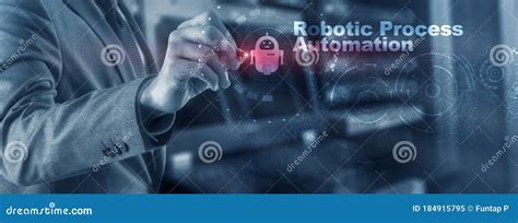 Rpa Robotic Process Automation Technology Concept On Virtual Screen