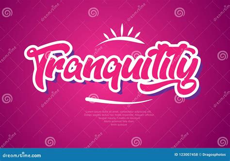Tranquility Word Text Typography Pink Design Icon Stock Vector