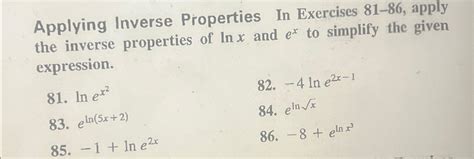 Solved Applying Inverse Properties In Exercises 81 86