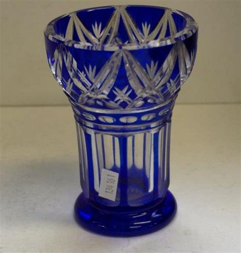 Blue Flash Glass Vase 13cm Height European Glass