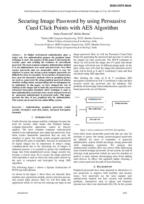 Pdf Securing Image Password By Using Persuasive Cued Click Points With Aes Algorithm