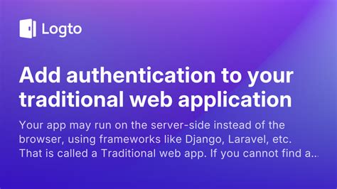 Add authentication to your traditional web application | Logto docs