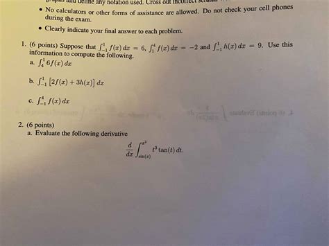 solved 6 points suppose that r 1 −1 f x dx 6 r 4 1