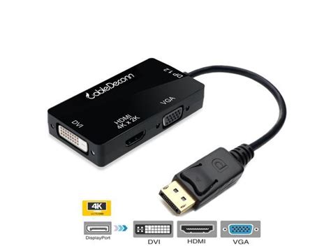 Buy Cabledeconn Displayport Hub Dp To Hdmi Vga Dvi Converter 3 In1