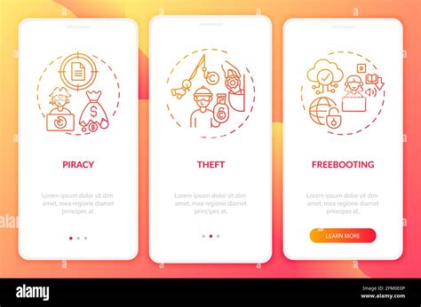 Copyright Contravention Types Onboarding Mobile App Page Screen With