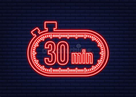The 30 Minutes Stopwatch Vector Neon Icon Stopwatch Icon In Flat