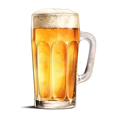 Beautiful Lager Beer Watercolor Drink Clipart Illustration Stock