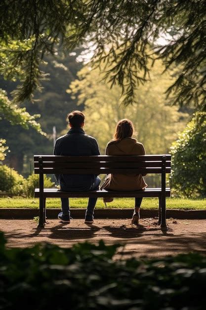 Premium Ai Image Two People Sitting On A Bench In A Park