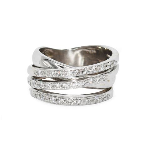 Multi Band Diamond Ring In 18k White Gold