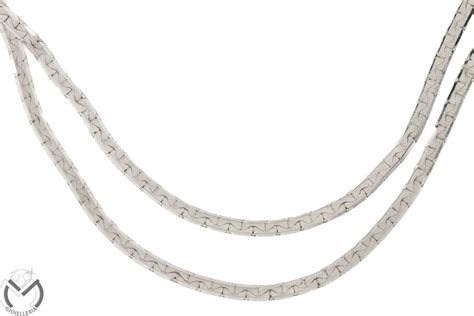Collana Vintage In Argento 800 Maglia Piatta 54 VE