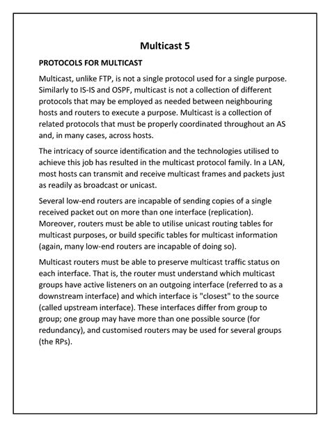 multicast 5 multicast 5 protocols for multicast multicast unlike ftp
