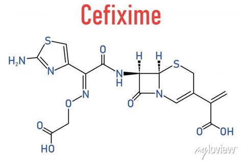 Skeletal Formula Of Cefixime Antibiotic Drug Molecule Posters For The Wall Posters Vector