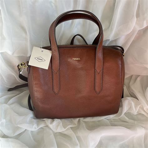Brown Leather Fossil Bag “sydney Satchel” Has Clip Depop