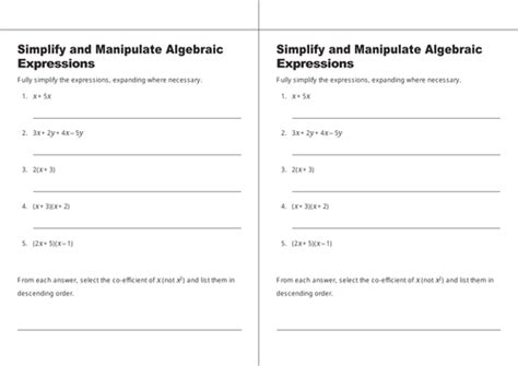 Gcse Math Simplify And Manipulate Algebraic Expressions Teaching
