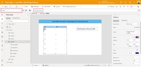 How To Load 2000 Records In Canvas PowerApps From SharePoint List