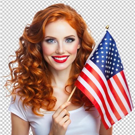 Premium Psd Redhead Woman At The Us Independence Day