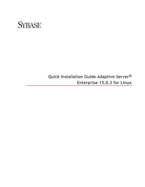 Ase Linux Quick Installation Guide Sybase