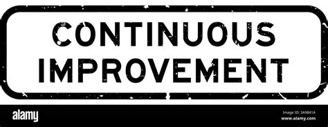 Grunge Black Continuous Improvement Word Rubber Square Seal Stamp On