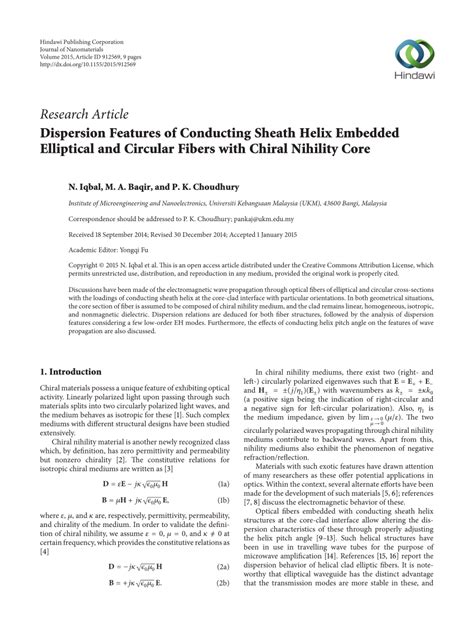 Pdf Dispersion Features Of Conducting Sheath Helix Embedded Elliptical And Circular Fibers
