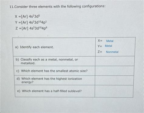 Solved 1 Write The Electron Arrangement For Each Of The Chegg Com
