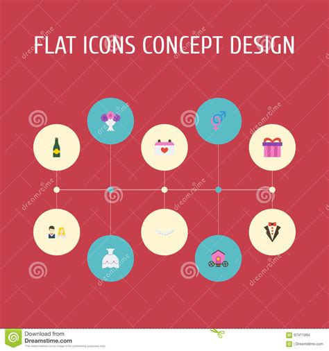 Flat Icons Posy Sexuality Symbol Chariot And Other Vector Elements