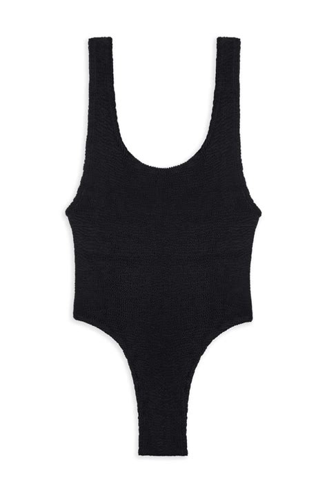 Ruby Swimsuit Costume Intero Nero Crinkle Fabric Reina Olga