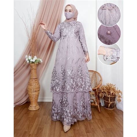 Jual DAVINA NEW PRODUCT Free Masker Gamis Brukat Full Fashion