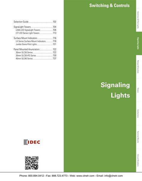 Pdf Idec Signaling Lights Catalog · Selection Guide Signaling Lights Selection