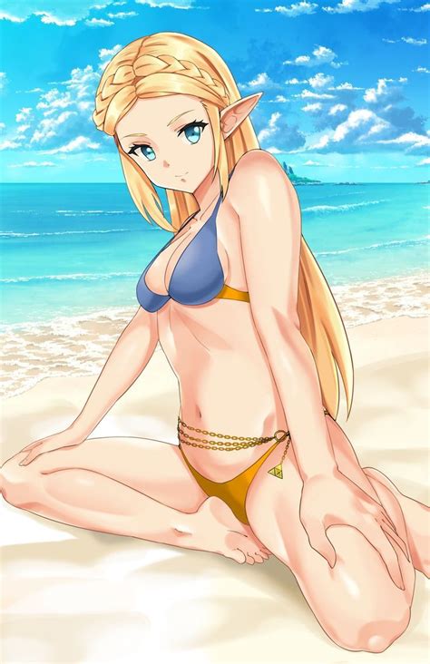 Princess Zelda Summer Bikini Legend Of Zelda Poster In 2022 Legend Of Zelda Poster Princess