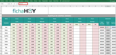 Hoja De Control Horario En Excel GRATIS FichaHoy