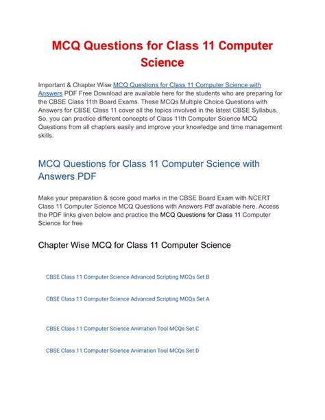 PPT MCQs Class 11 Computer Science With Answers PDF Download PowerPoint Presentation ID 10865053