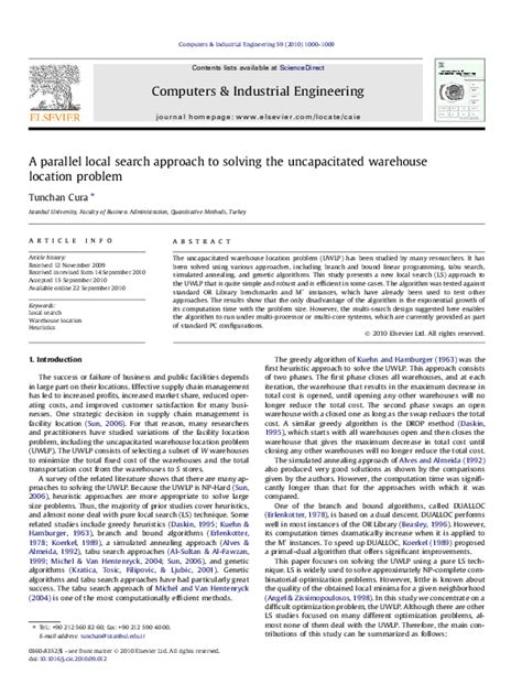 Pdf A Parallel Local Search Approach To Solving The Uncapacitated