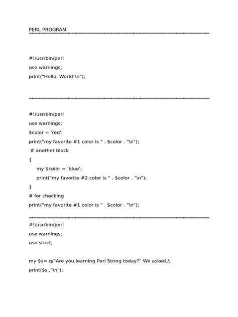 Basic Perl Programs Pdf