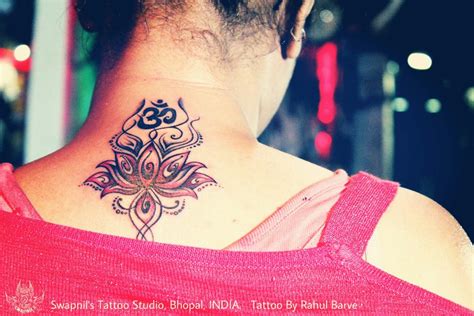 Om Symbol Lotus Flower Tattoo