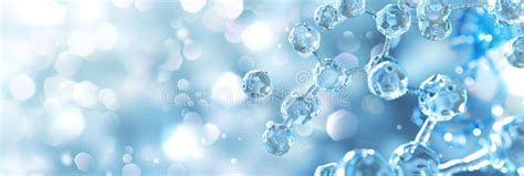 Abstract Blue Molecular Structure Background With Light Bokeh Effects Ideal For Scientific