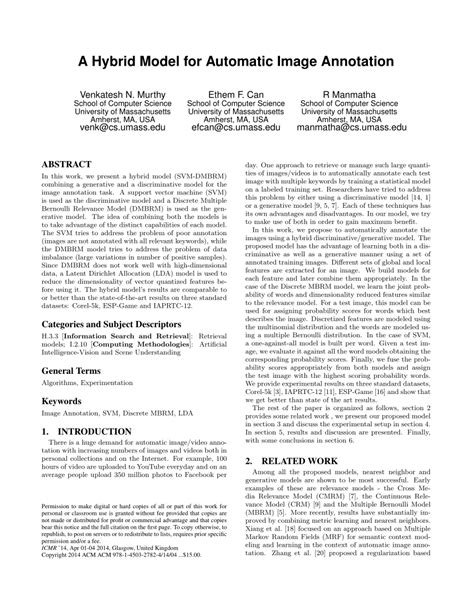 Pdf A Hybrid Model For Automatic Image Annotation