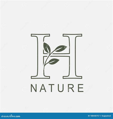 Outline Initial Letter H Nature Leaf Logo Icon Stock Vector