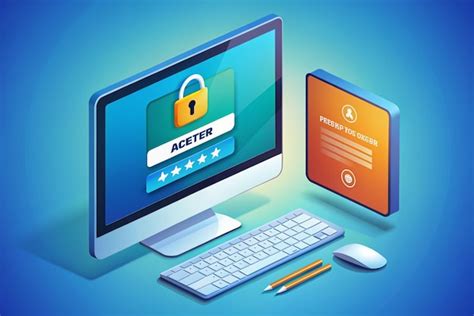 premium photo 3d computer and password protection on screen user