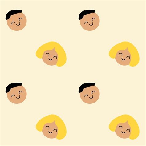 Premium Vector Smiling Emoticons Man And Woman Seamless Pattern