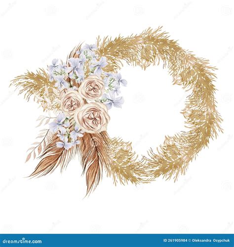 Mariage Aquarelle Boho Tropical Couronne Et Passe Passe Illustration