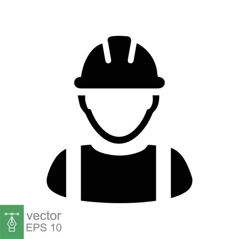 Construction Worker Icon Simple Flat Style Worker Hat Contractor