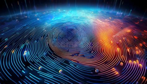 Digital Fingerprint Pattern Illuminated By Vibrant Colors In A Futuristic Design With A Tech