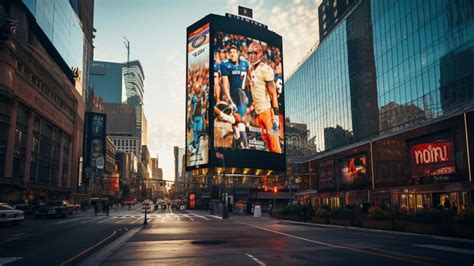 Dynamic Sports Billboard In Urban Cityscape Stock Illustration