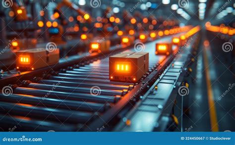 Automated Parcel Sorting On A Conveyor Belt Generative Ai Stock Image Image Of Technology