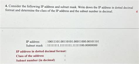 Consider The Following IP Address And Subnet Mask Chegg