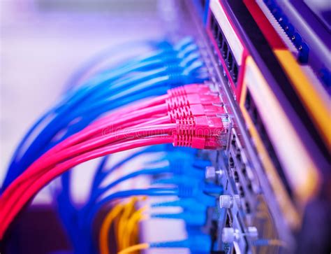 Network Switch And Ethernet Cables Data Center Concept Stock Image Image Of Line Connect